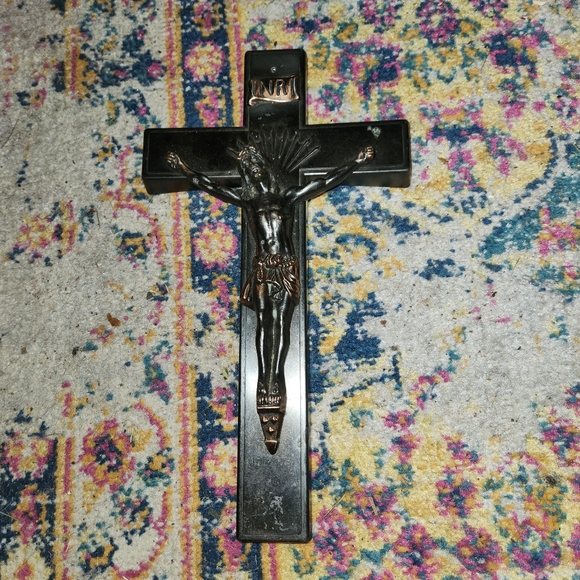 Wall Decor | Vintage Copper Plate Metalware Coffin Casket Funeral Cross ...